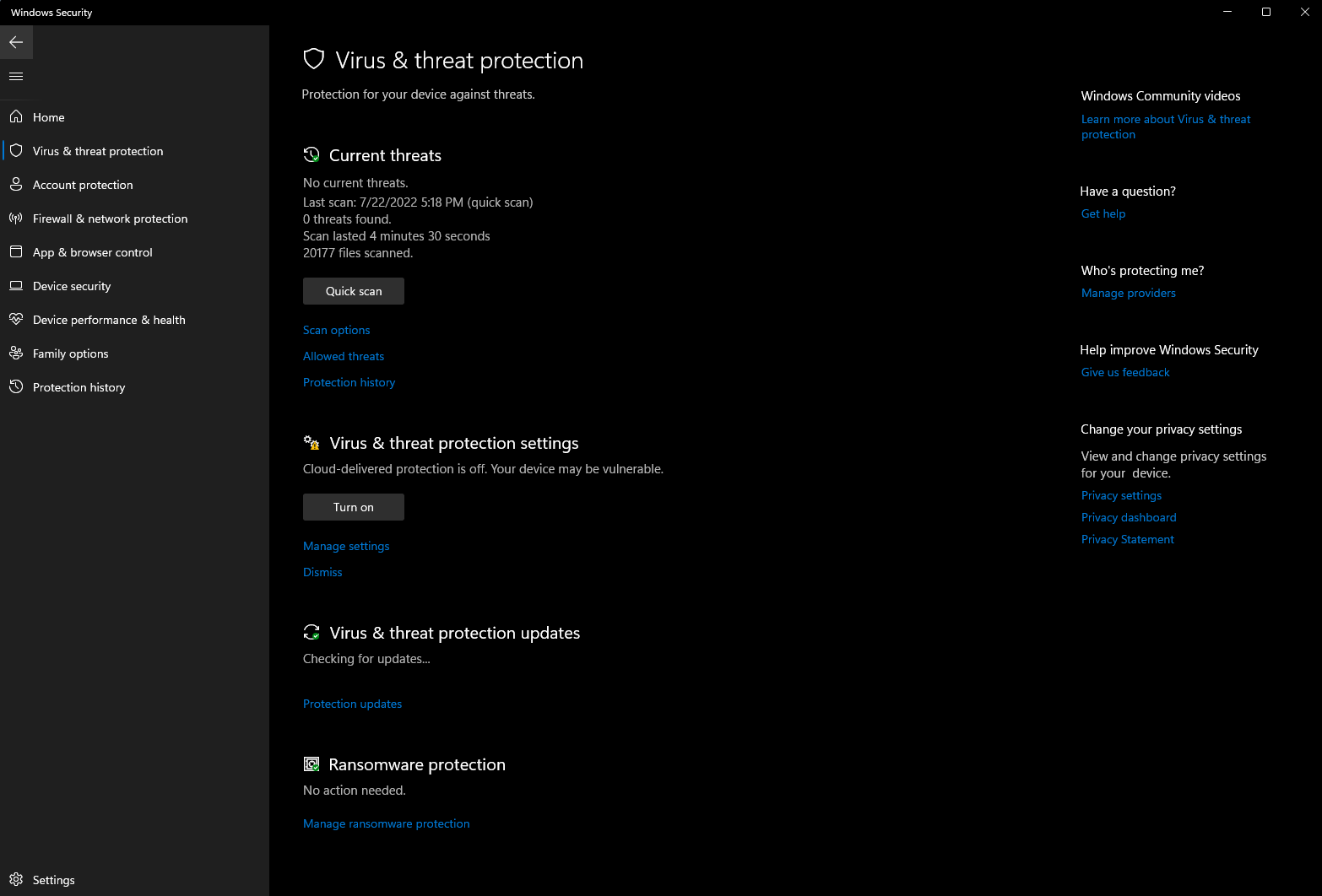 Under “Virus & threat protection settings”, select “Manage settings ... Under “Virus & threat protection settings”, select “Manage settings ...